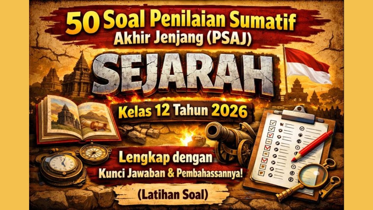 50 Soal Penilaian Sumatif Akhir Jenjang (PSAJ) Sejarah Kelas 12 Tahun 2026 | Latihan Soal HOTS