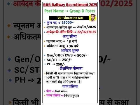 Railway Group D New Vacancy 2025 ll RRB Group D New Vacancy 2024 ll RRB Group D 2024-25 Notification