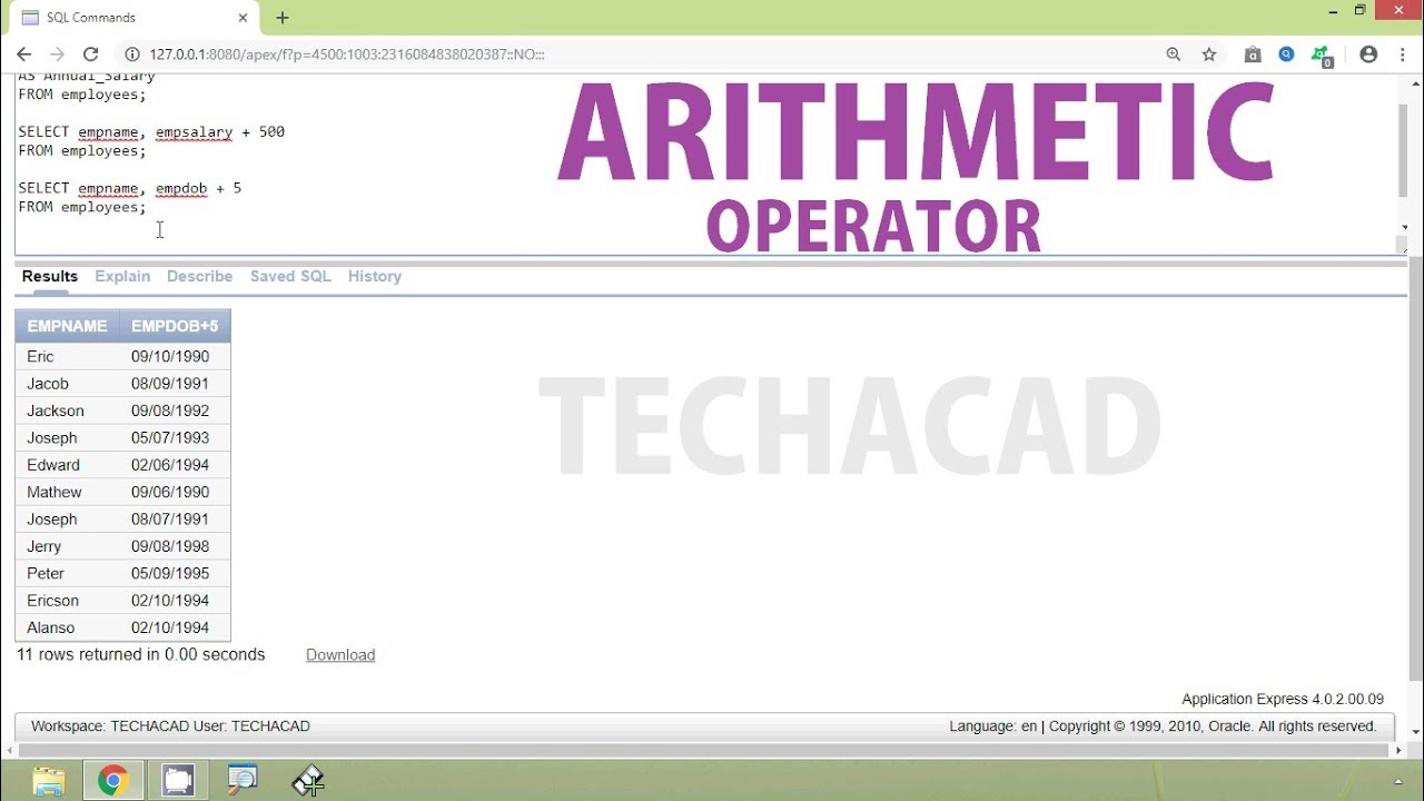 Oracle Tutorial - Arithmetic Operators