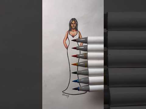 Let’s Create a Dress with Alcohol Markers! 🤩✨🎨 #shortsfashion