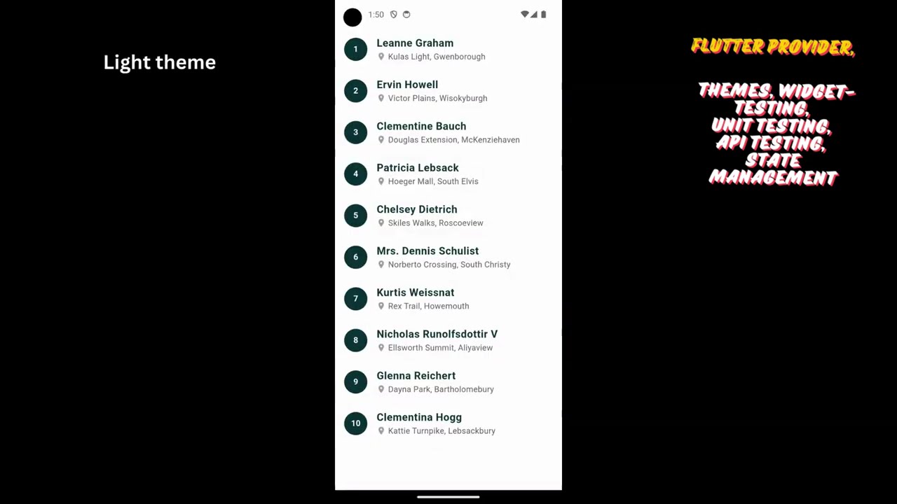 Flutter Provider, State Management, DI, UI Testing, Theme handling, API Calls [Github - Source Code]