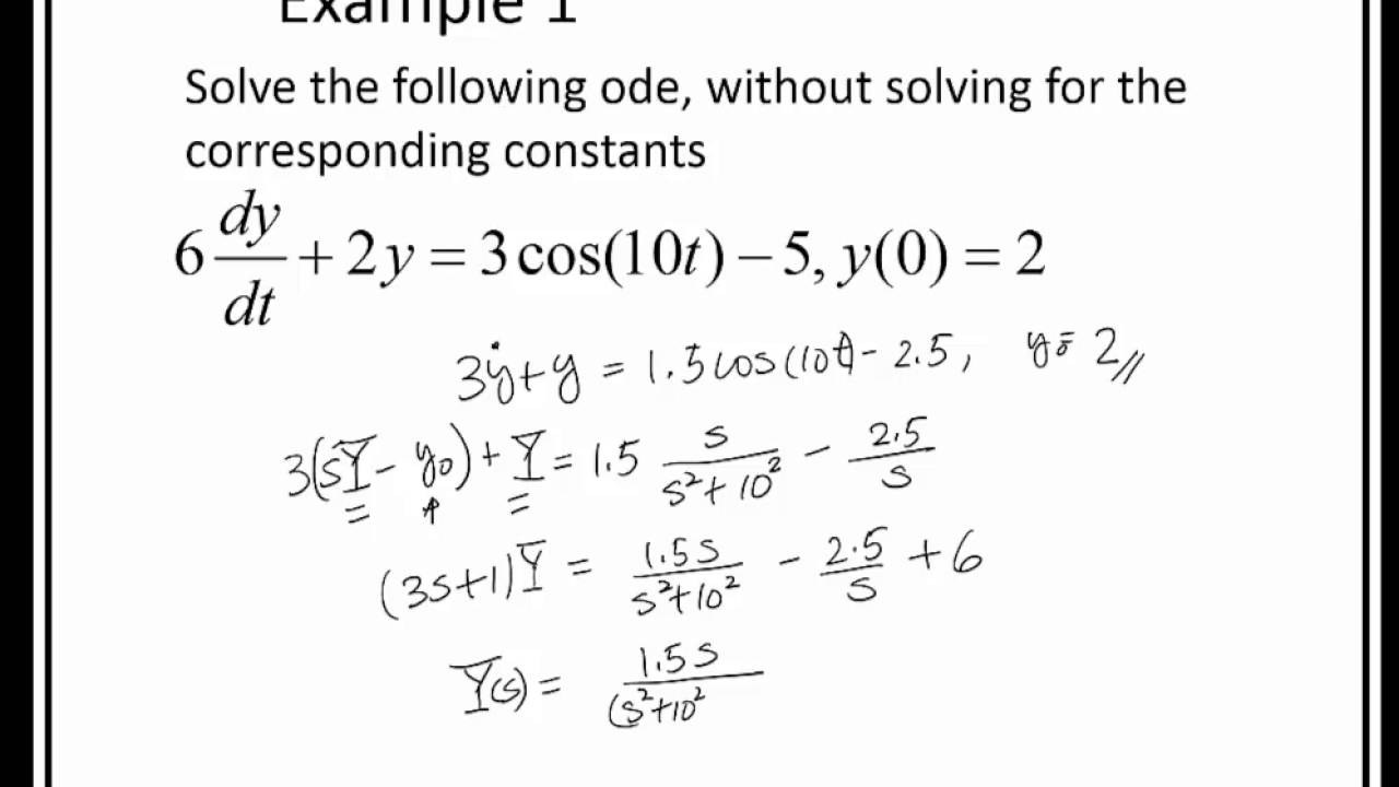 ME 340: Example, Solving 1st order ODE with Laplace transforms using pole method