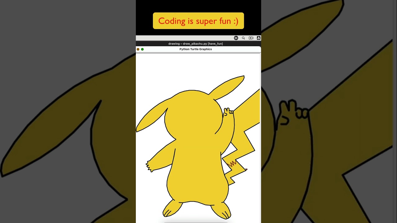 Draw a pikachu using python #coding #shorts #python #pythonforbeginners