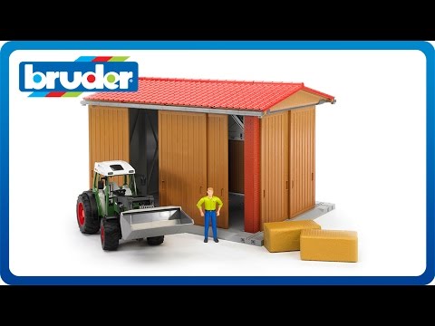 Bruder Bworld Farm Tractor & Shed Building Playset - Educational Toys ...