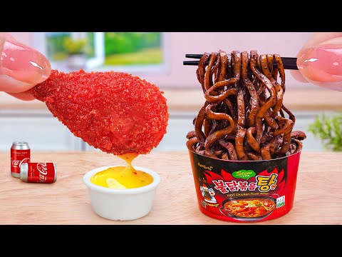 Best Korean Street Food š Miniature Black Bean Noodle Fried Chicken Cheetos | Tina Mini Cooking