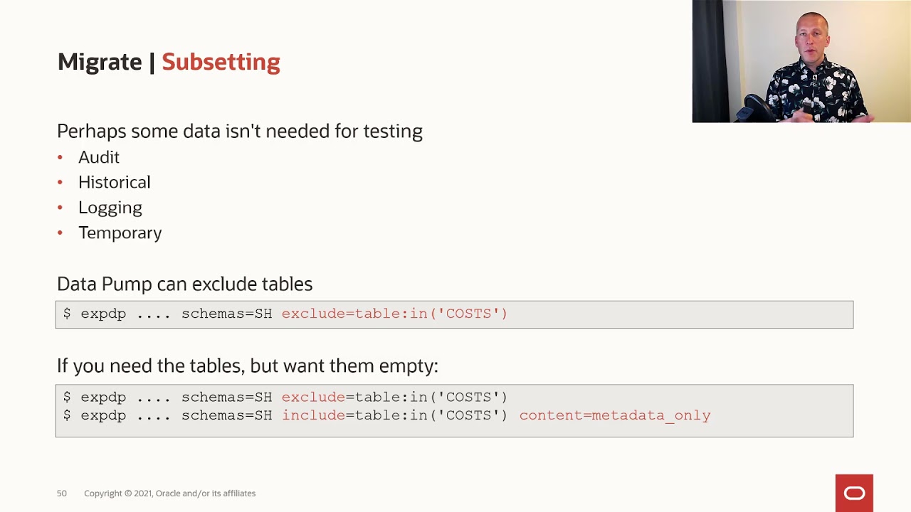 Data subsetting in a test database