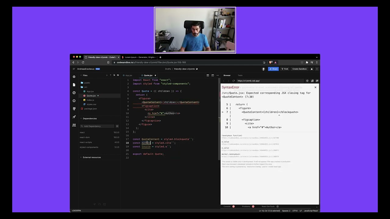 Create Quotes Component in ReactJS using Styled Components