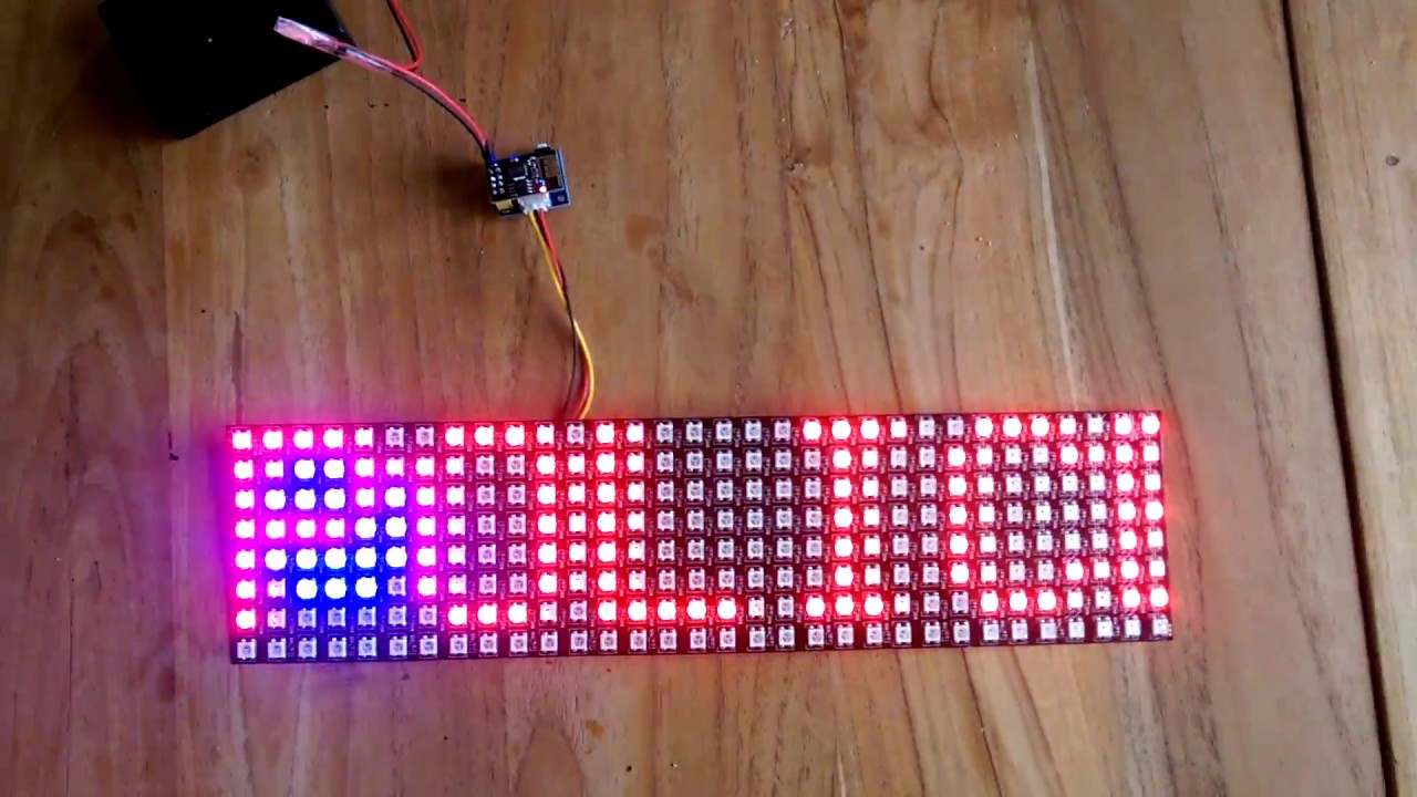 Total $15 : Esp01 WS2812 RGB led matrix 8x32 esp8266 arduino code