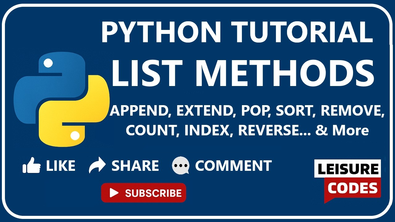 🧾 #Python List Methods for Beginners | append(), extend(), pop(), and more #pythonforbeginners