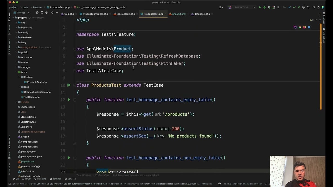 Laravel Testing 04/24: Database Configuration: RefreshDatabase, Phpunit.xml and .env.testing