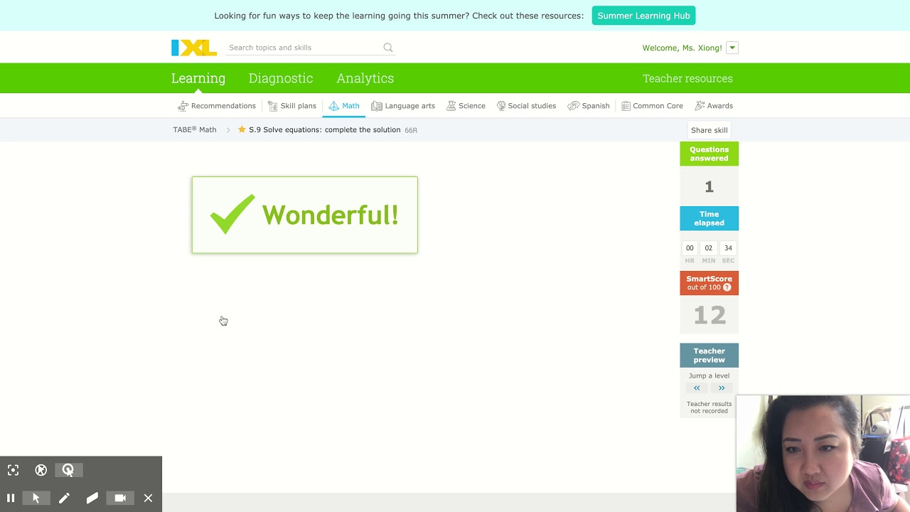 IXL | Solve equations: complete the solution | 7th grade math