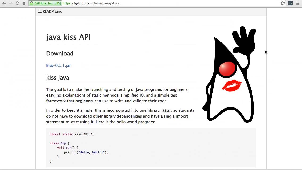 github.com/wmacevoy/kiss - tutorial 1 - hi