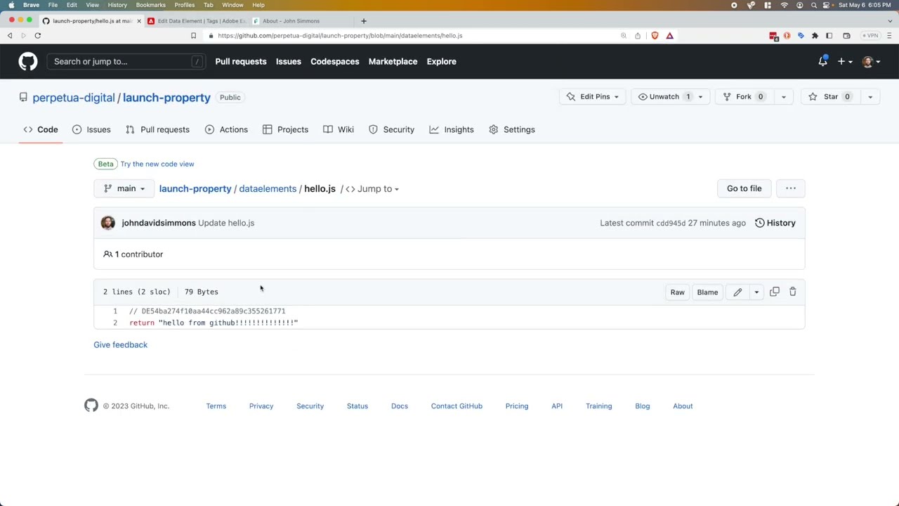 Syncing Adobe Launch data elements with Github - full demo