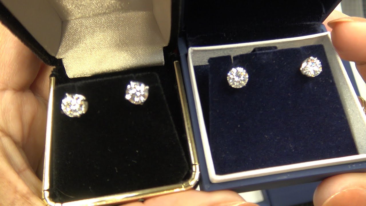 Comparing Two Sets of 2 CT Lab-Grown Diamond Stud Earrings! Bliss vs. WLXT! Much Less Expensive Alt!
