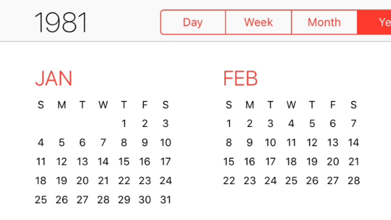 1981 Calendar