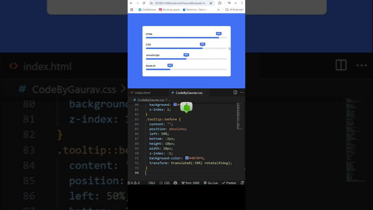 💻 Animated Skills Progress Bar Using HTML & CSS #webdevelopment #coding #htmlcss #shorst