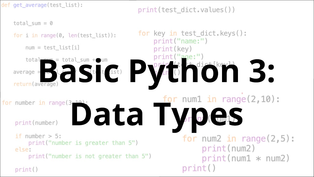 Basic Python 3: Data Types
