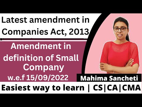 Amendment in definition of small company | Companies Act,2013 #mca #companylaw #amendment #cs