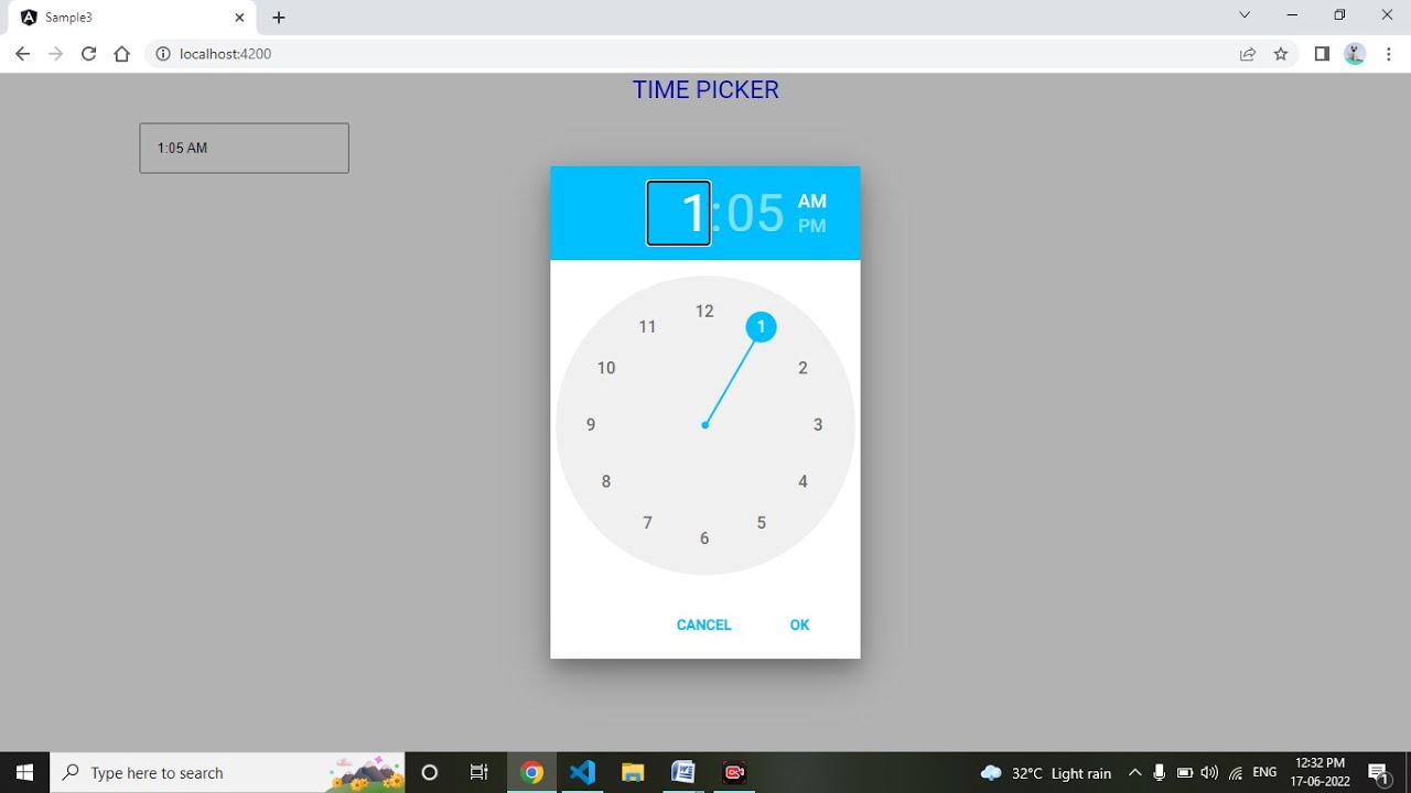 Angular Material NGX Timepicker