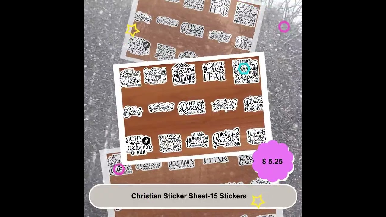 Christian Sticker Sheet-15 Stickers