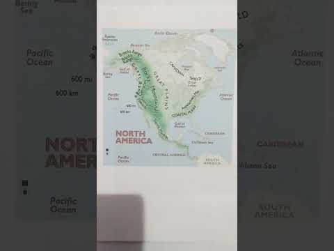Physical map of North America