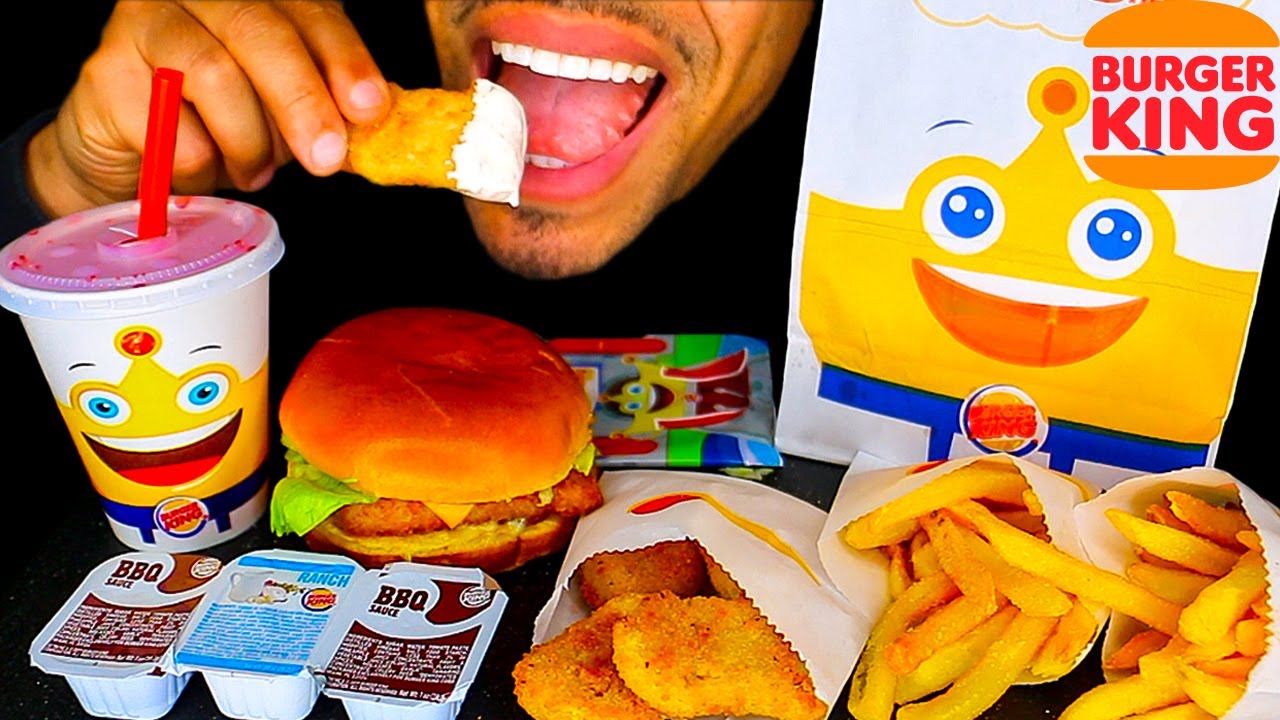 ASMR | BURGER KING KIDS MEAL | CHICKEN NUGGETS CHEESEBURGER FRIES | MUKBANG EATING SHOW NO TALKING