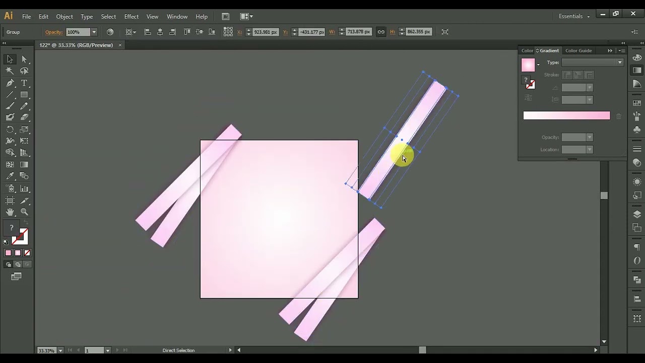 square shape pink background design tutorial in adobe illustrator Speed art