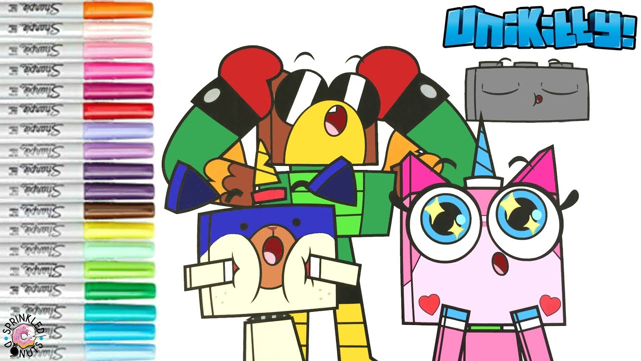 Unikitty Coloring Book Page Unikitty Puppycorn Hawkodile and Richard Cartoon Network Coloring