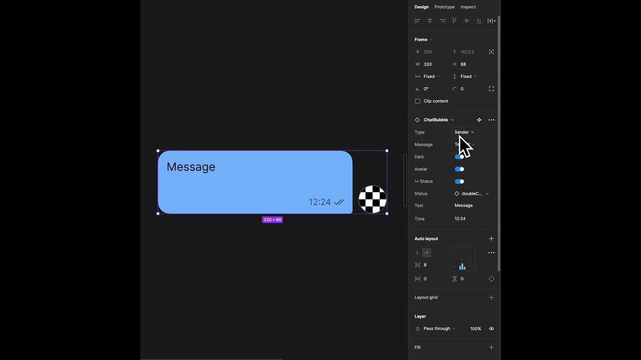 Responsive UI chat bubble component in Figma