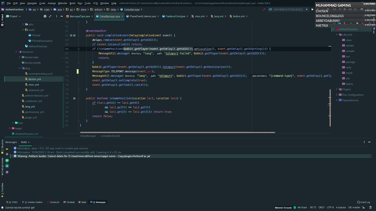 [JAVA] Developing custom factions plugin!