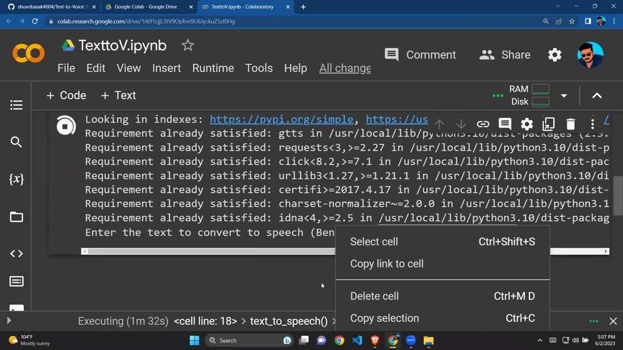 Text to Voice Google Colab Python