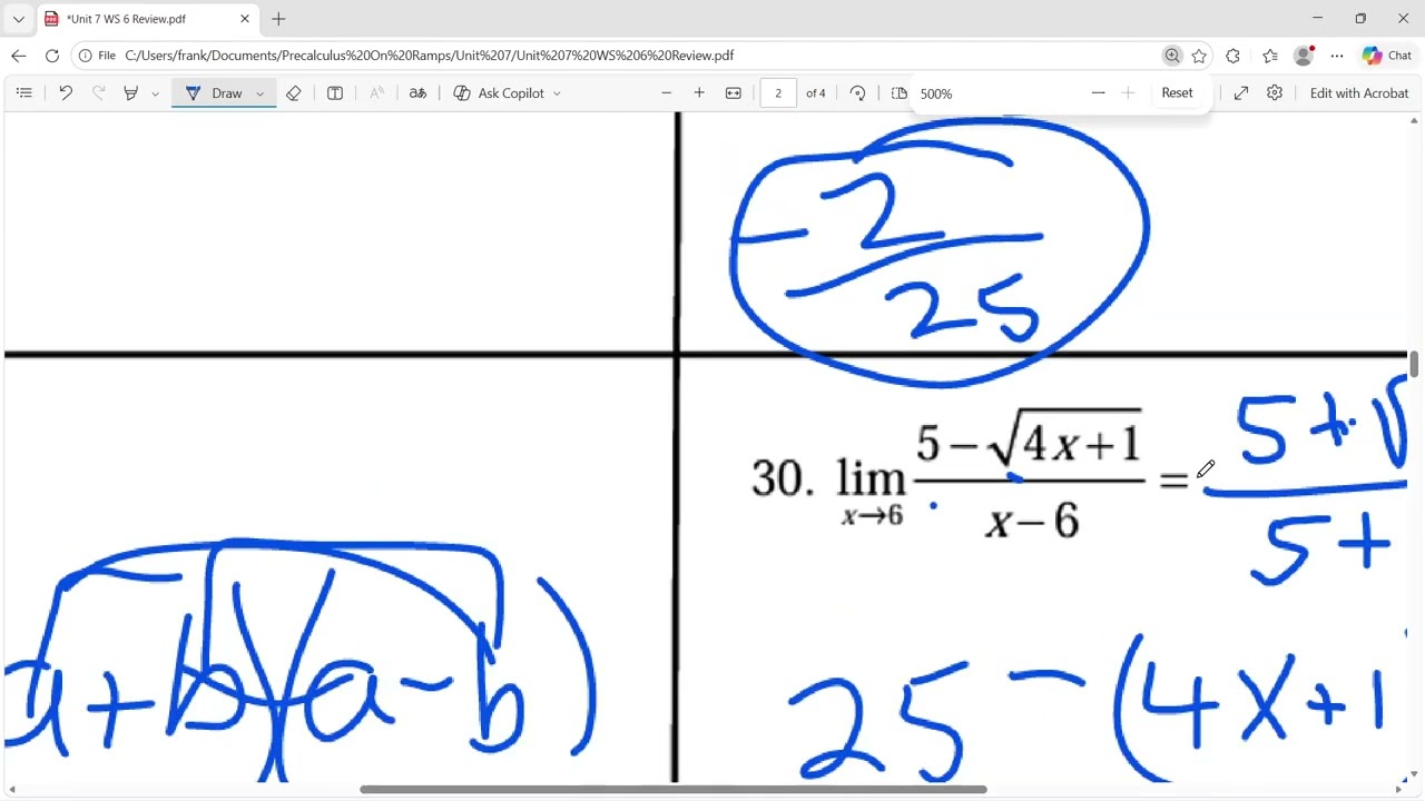 Precalc Onramps Unit 7 Review 1 to 33 (selected)
