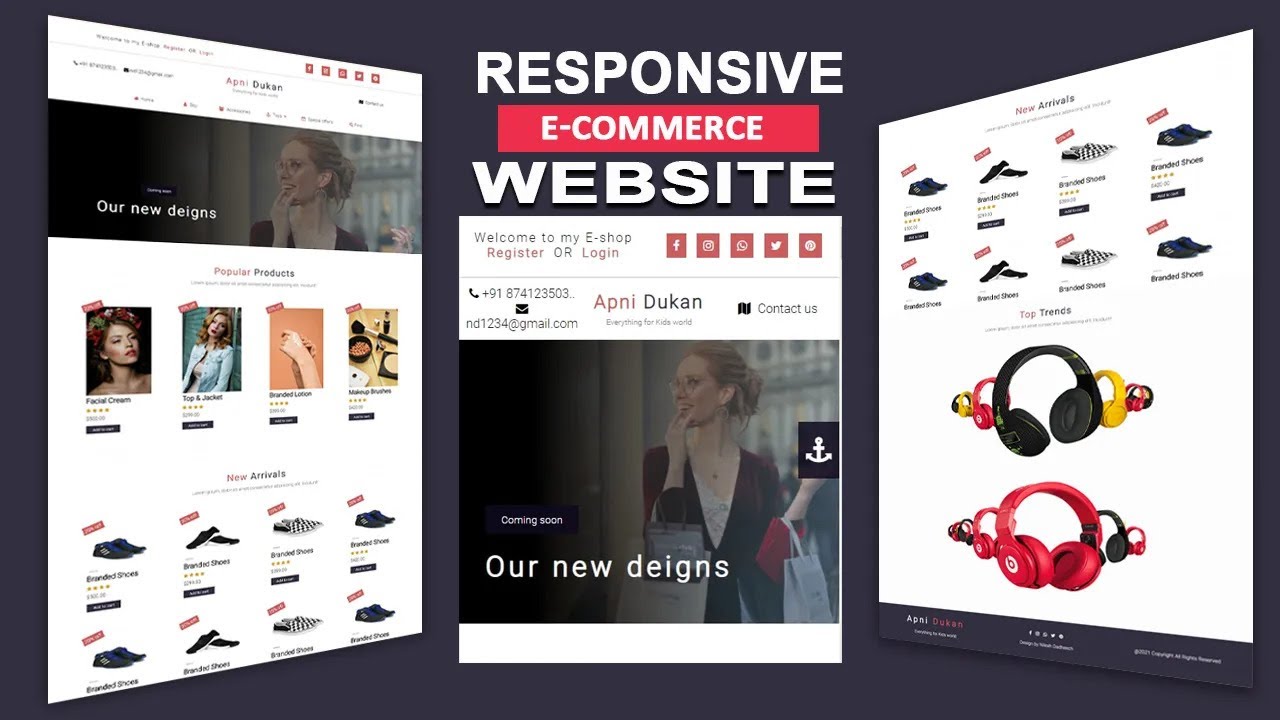 Responsive ecommerce website using html css javascript (how to make an e-commerce website) in hindi