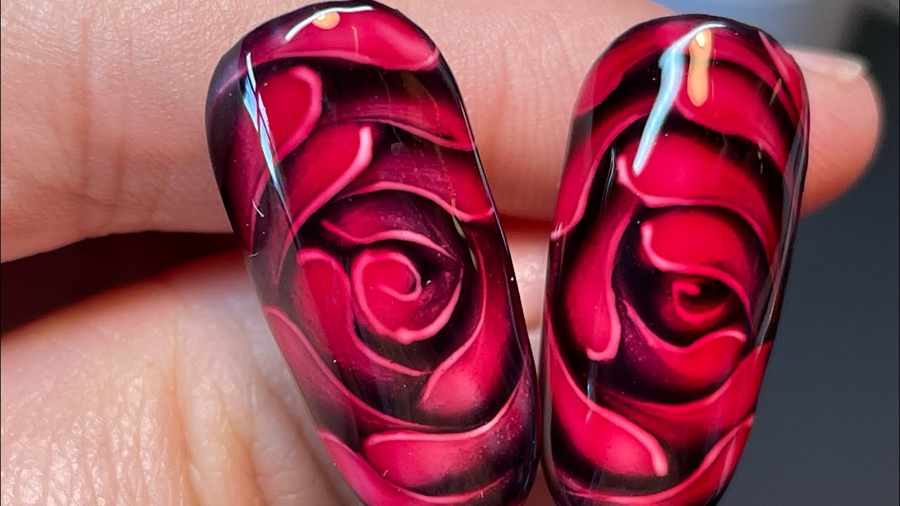 Blooming gel rose tutorial. Quick gel polish design