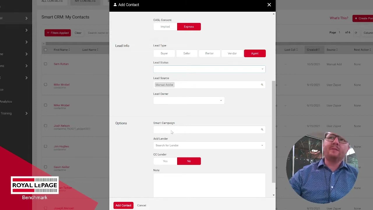 Adding contacts to your rlpSPHERE CRM