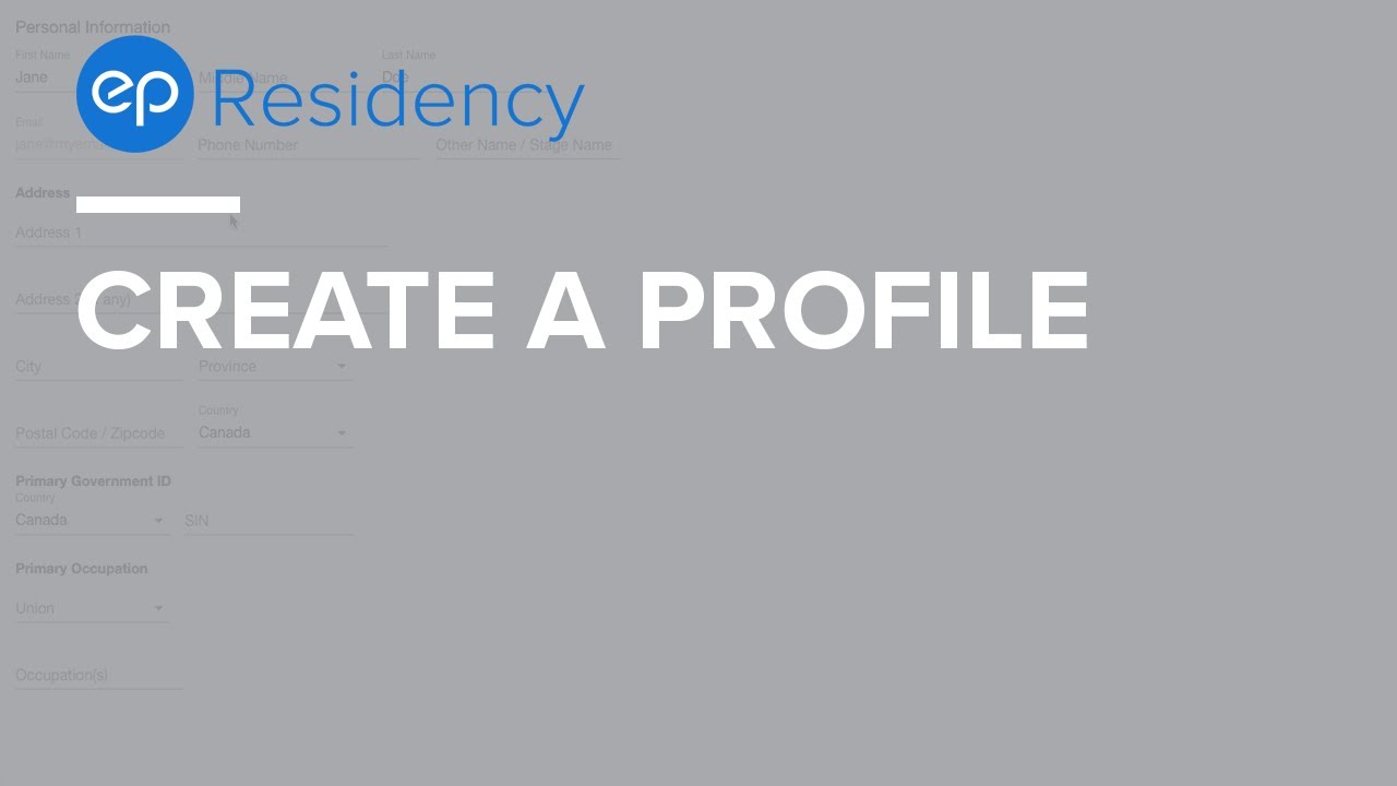 EP Residency - Create a Profile