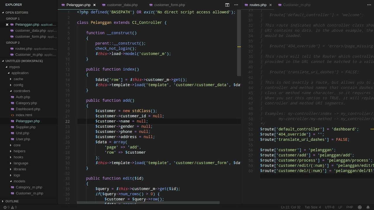 CRUD Customer dengan Custom Routing (URL) CI [16]