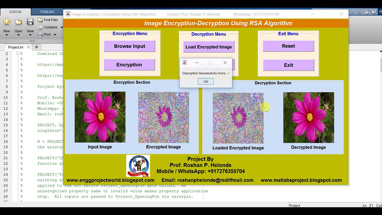 Matlab Code for Image Encryption Decryption Using RSA Algorithm