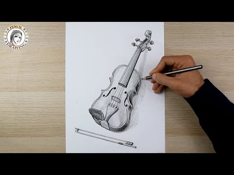 Violin Drawing easy Step by Step – I'm Youtuber – Follow my videos to ...