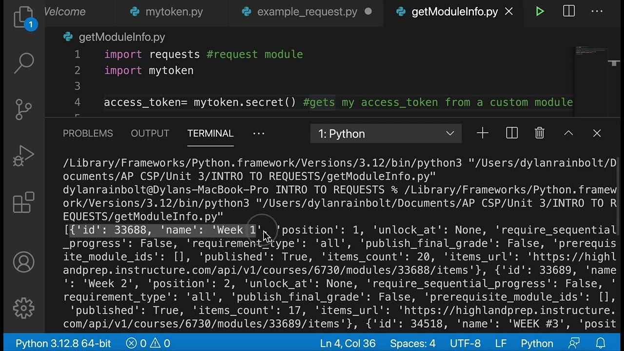 USING PYTHON REQUESTS module with Canvas LMS API