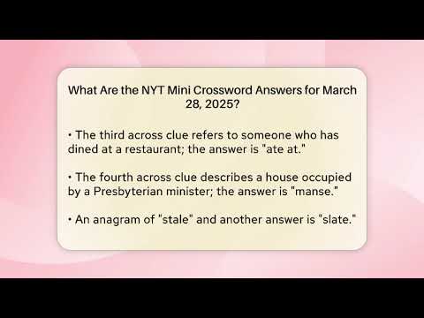 What Are the NYT Mini Crossword Answers for March 28, 2025? | The Sociology Workshop