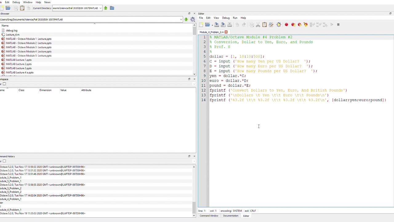 MATLAB Octave Module 4 Problem 2 Solution
