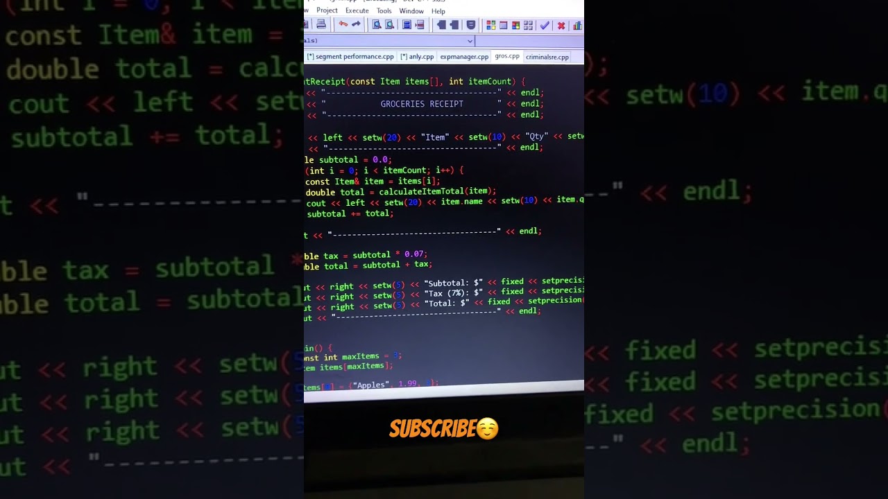 groceries receipt IDE dev c++ #cppprogramming
