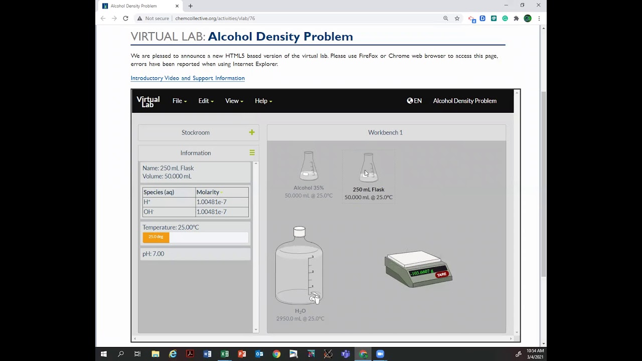 Alcohol density Virtual Lab (chemcollective.org)
