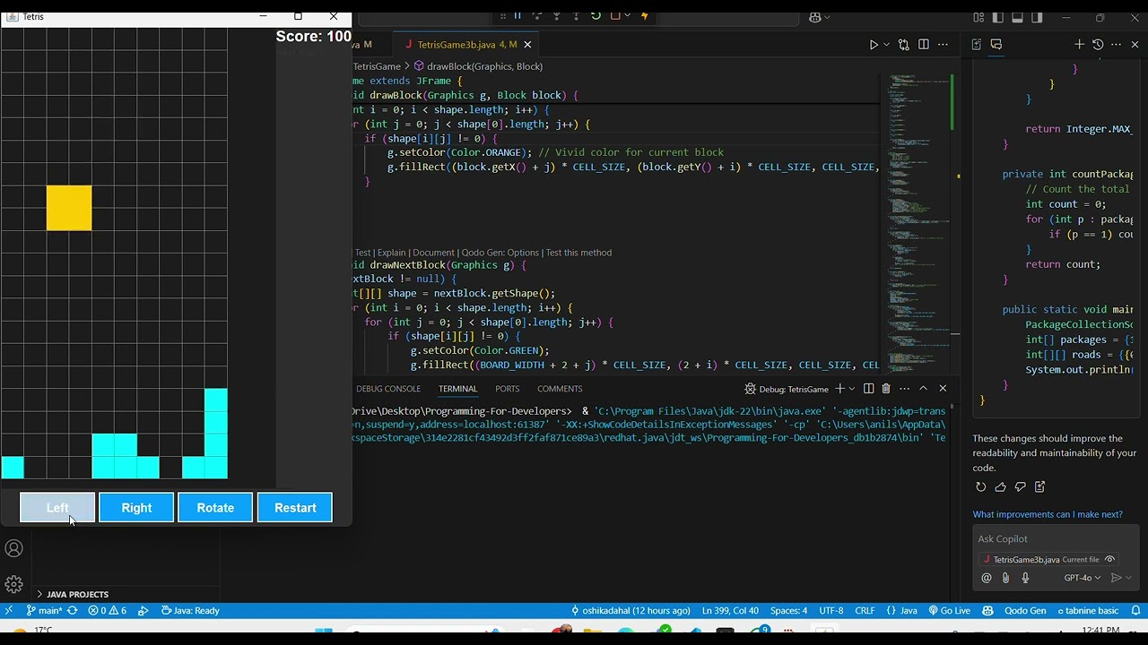Tetris Game using java/Programming For Developers/3 semester