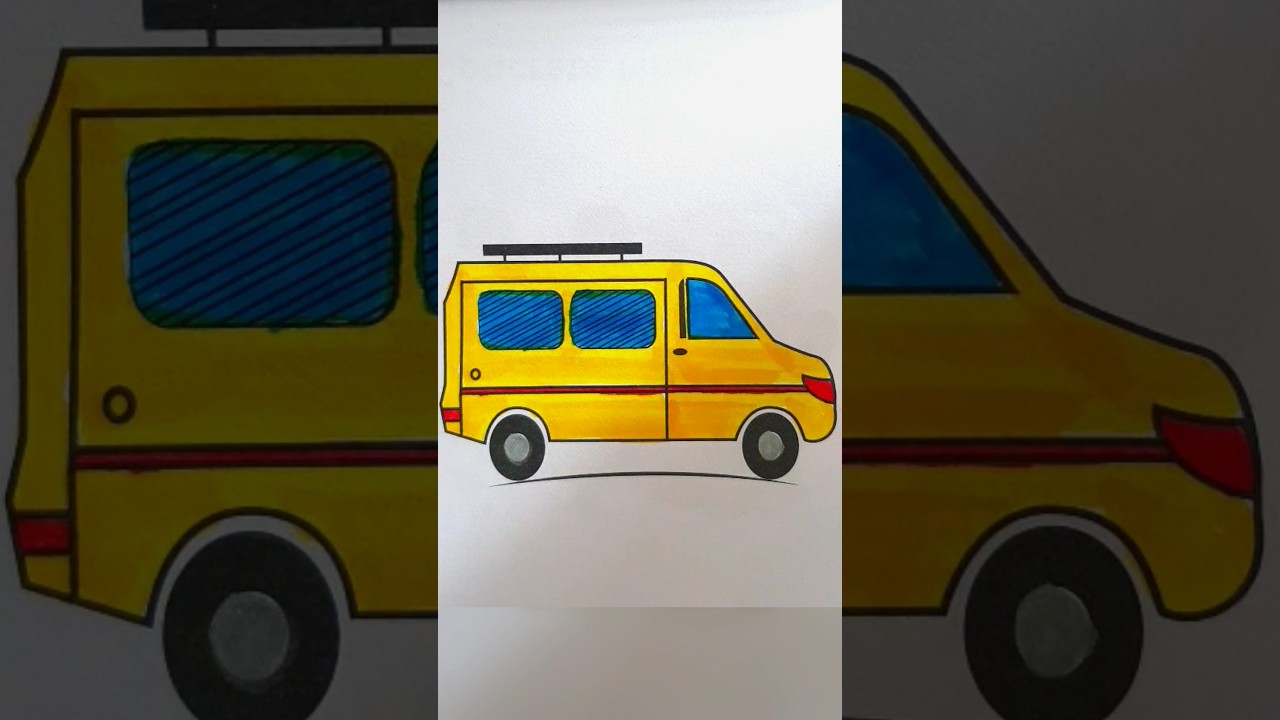 Vehicle Drawing 🚍 | Van Colouring| Van 😍 | #music #newmusic #lyrics #domsbrushpens #art