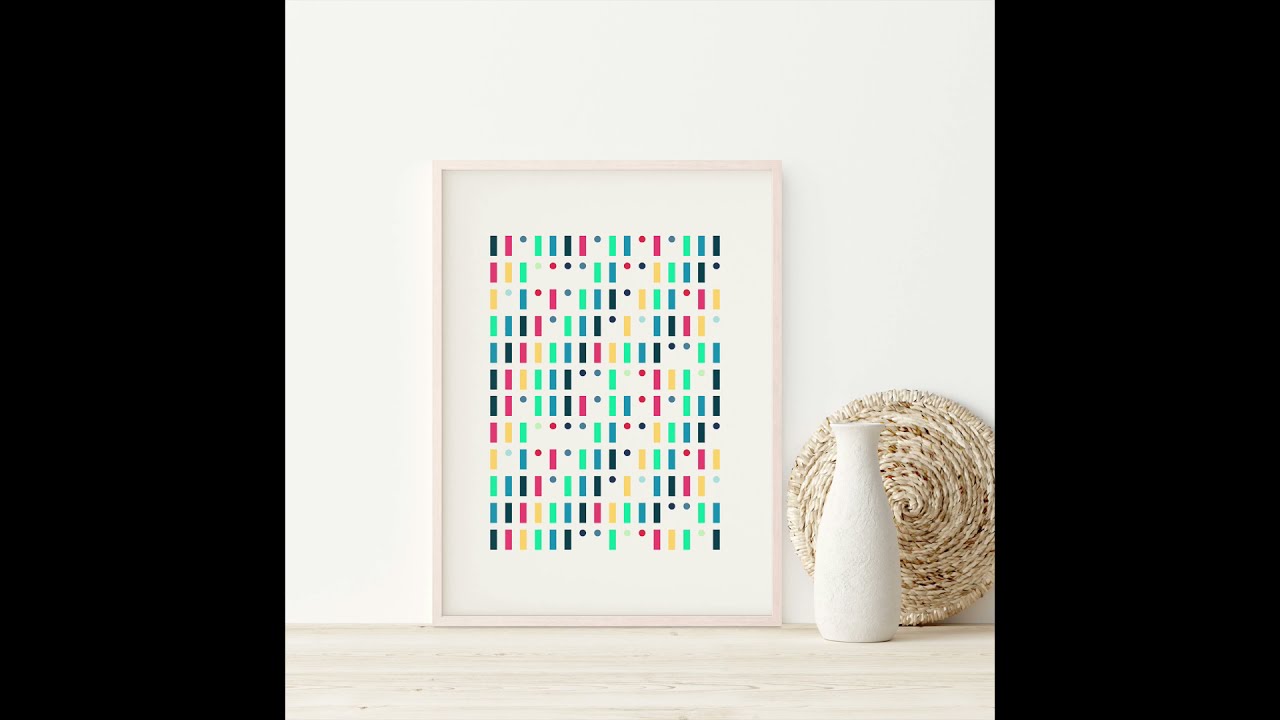 Abstract generative art wall print, gallery print, modern poster, vertical colored shapes poster