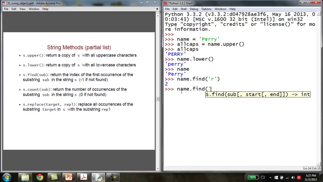 Using Objects; Splitting and Joining Strings