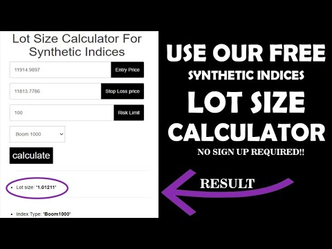 Free Synthetic Indices lot size calculator