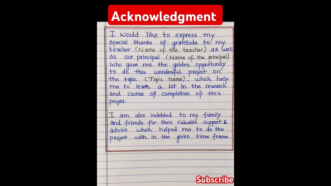 Acknowledgment l acknowledgment for project l how to write acknowledgment for  project